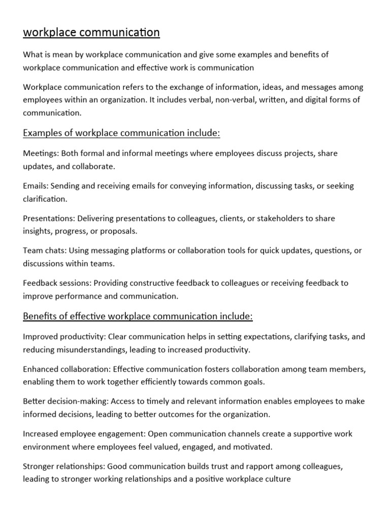 Workplace Communication | PDF | Communication | Reading Comprehension