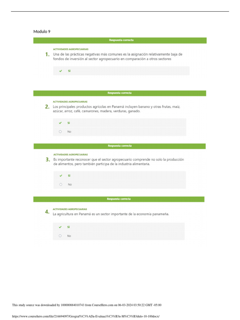 Geograf A Evaluaci N M Dulo 10 100 | PDF | Panamá | Agricultura
