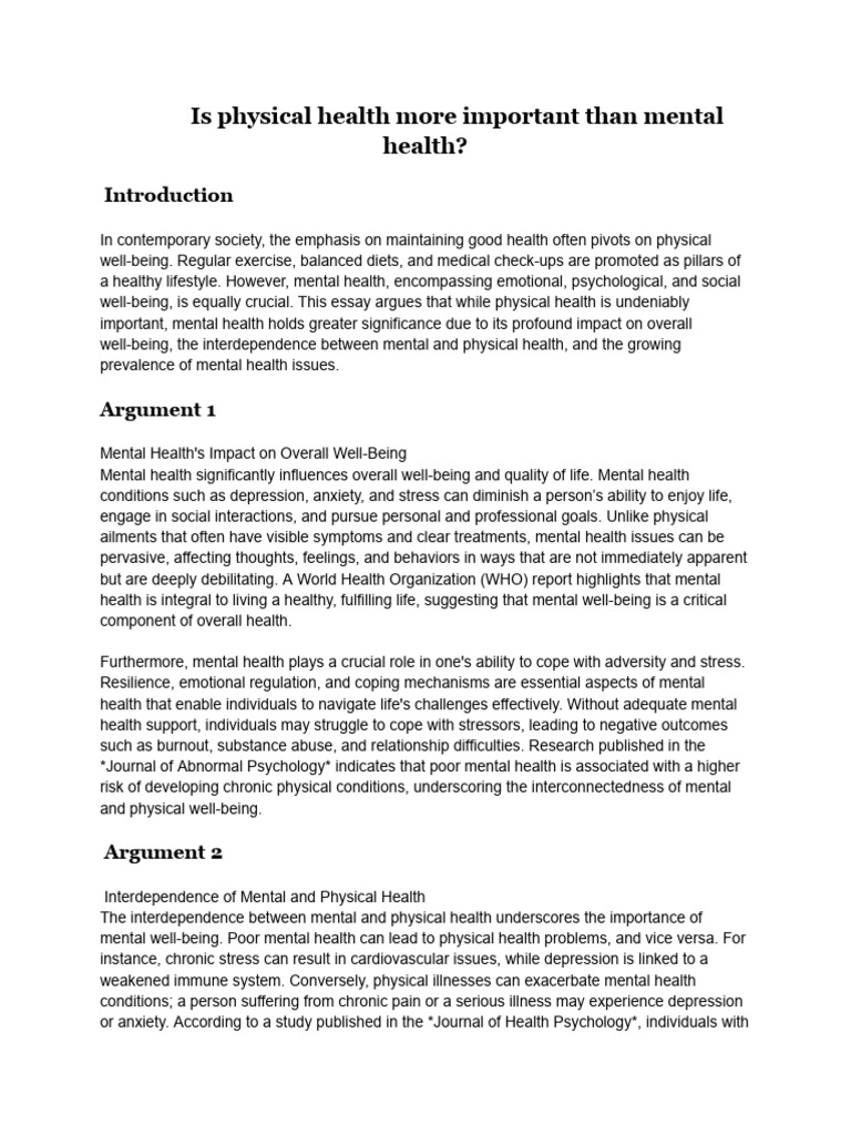 Argumentative_assay | PDF | Mental Health | Mental Disorder