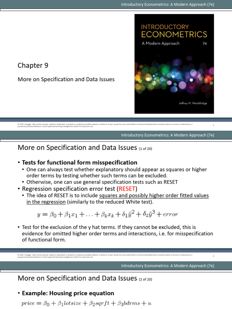 CH09 Wooldridge 7e PPT 2pp | PDF | Econometrics | Outlier