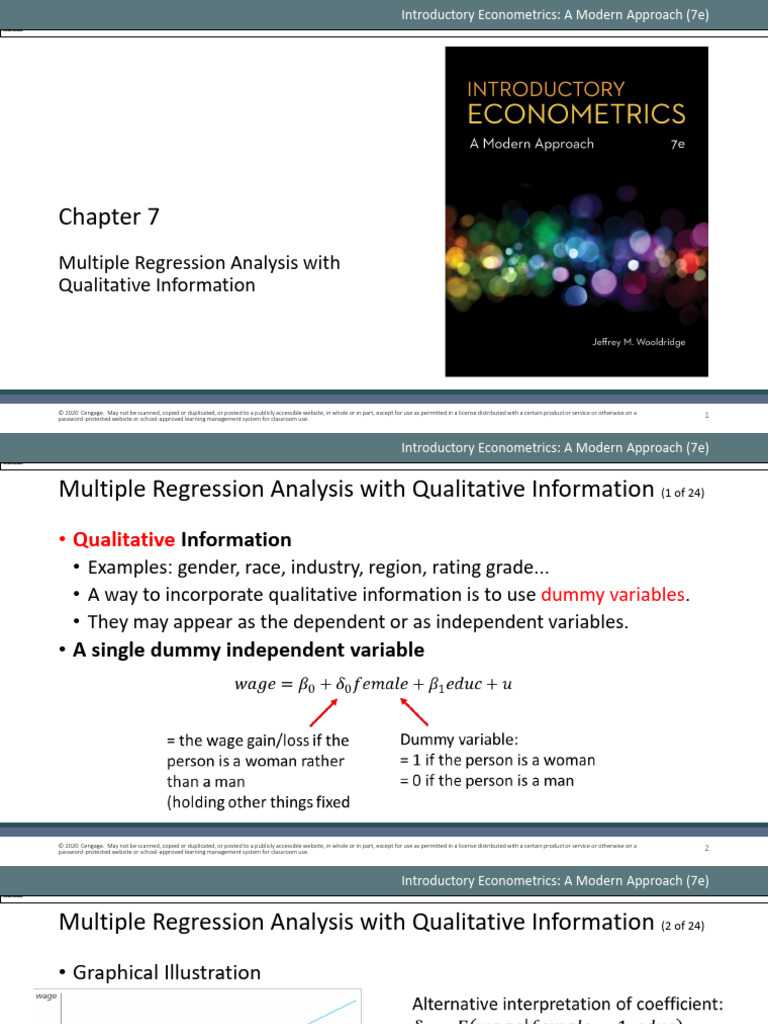 CH07 Wooldridge 7e PPT 2pp | PDF | Econometrics | Regression Analysis