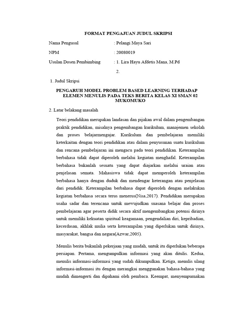 Pengaruh PBL pada Menulis Teks Berita | PDF | Karier & Perkembangan ...