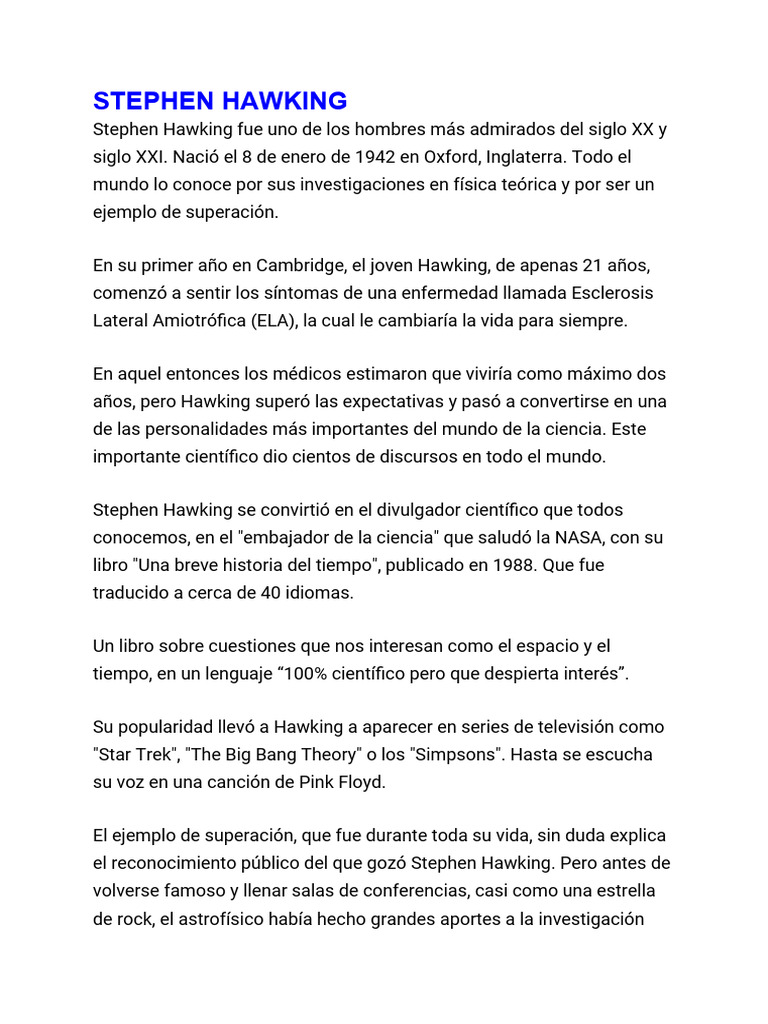 Stephen Hawking | PDF | Stephen Hawking