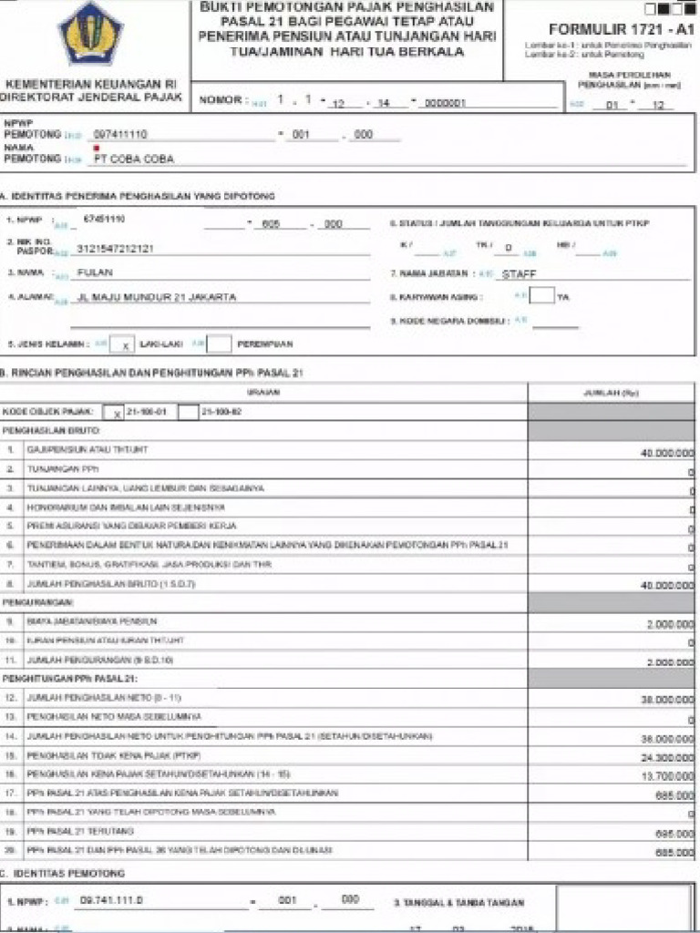 Formulir SPT 1 | PDF