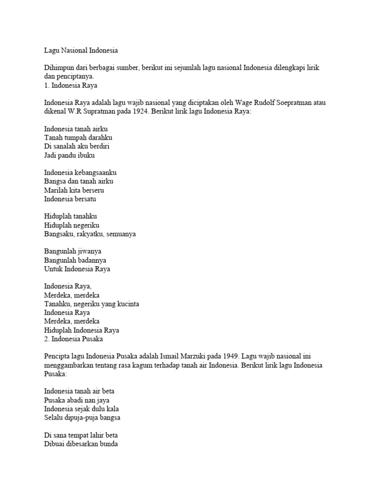 Lagu Nasional Indonesia | PDF