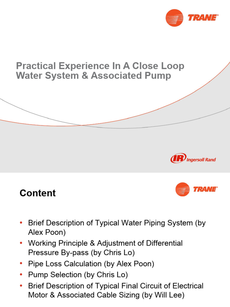 Practical Experience in A Close Loop Water System & Associated Pump ...