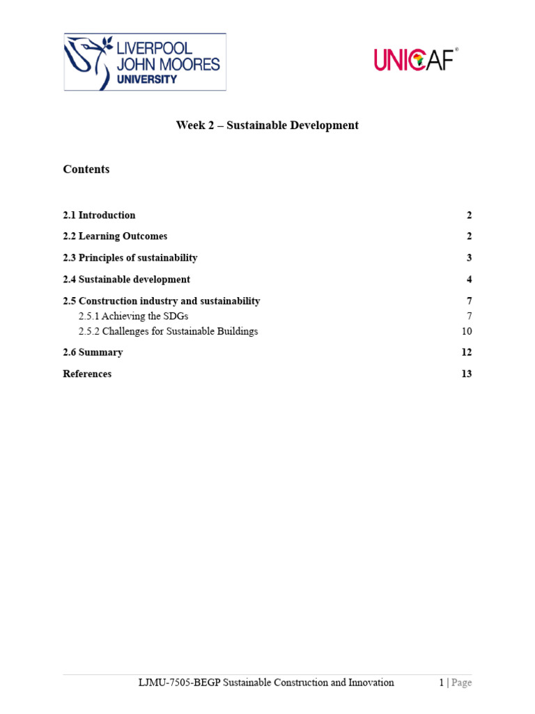 LJMU-7505-BEGP - Week 2 - Topic Overview | Download Free PDF | Sustainability | Infrastructure