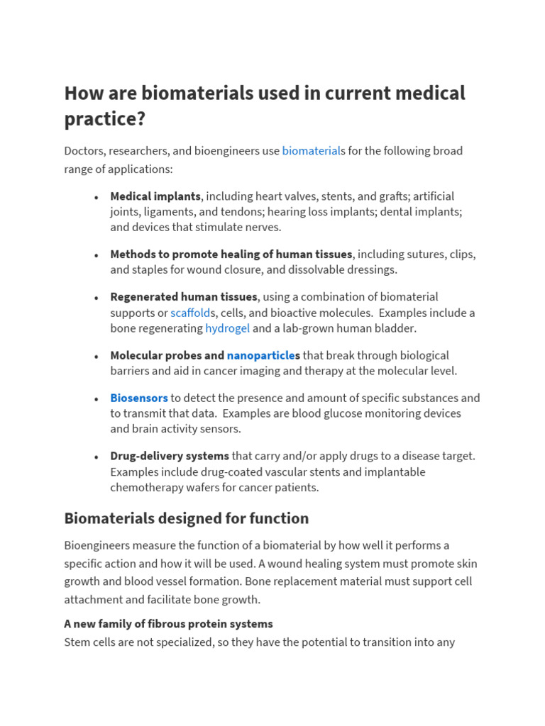How Are Biomaterials Used in Current Medical Practice | PDF | Biomaterial | Wound
