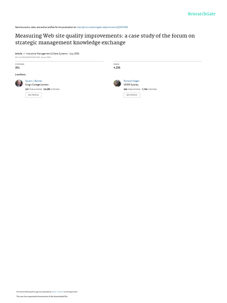 Measuring Web Site Quality Improvements: A Case Study of The Forum On Strategic Management ...