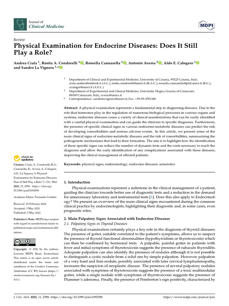 Physical Examination For Endocrine Diseases | PDF | Endocrine System ...