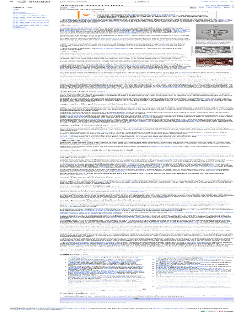 History of Football in India - Wikipedia | PDF | Association Football ...