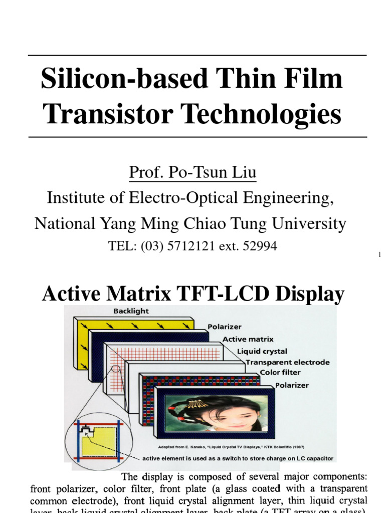 Chap 5 TFT Technology 整合 (含摻雜微影蝕刻) | PDF | Field Effect Transistor | Electricity