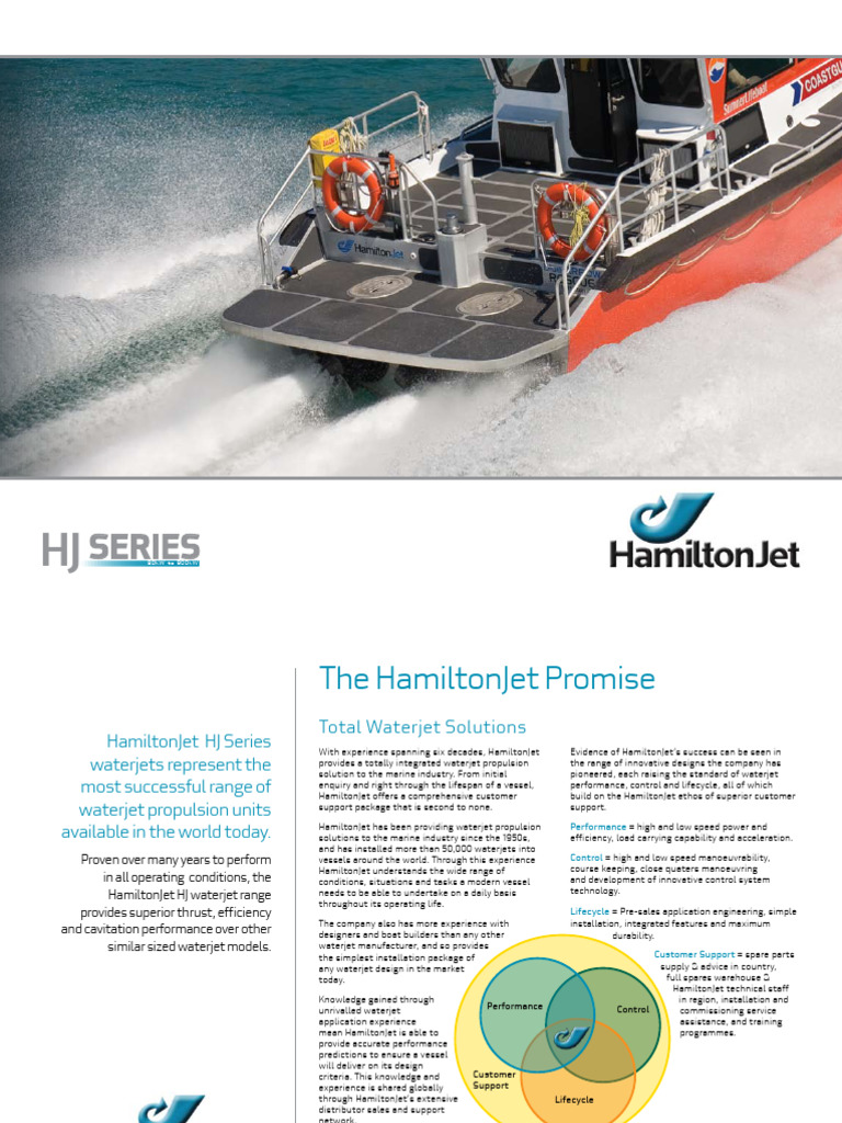 HamiltonJet HJ Series Waterjets Overview | PDF | Thrust | Propeller