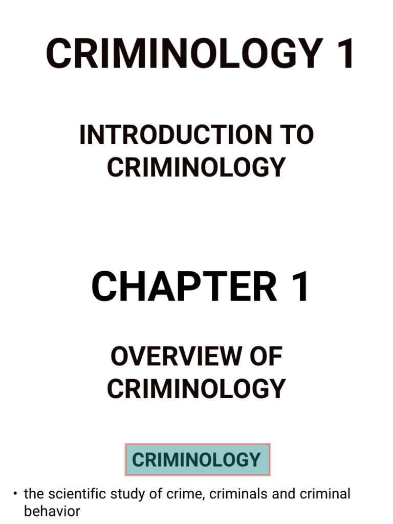 Chapter 1 Overview of Criminology | PDF | Crimes | Crime & Violence