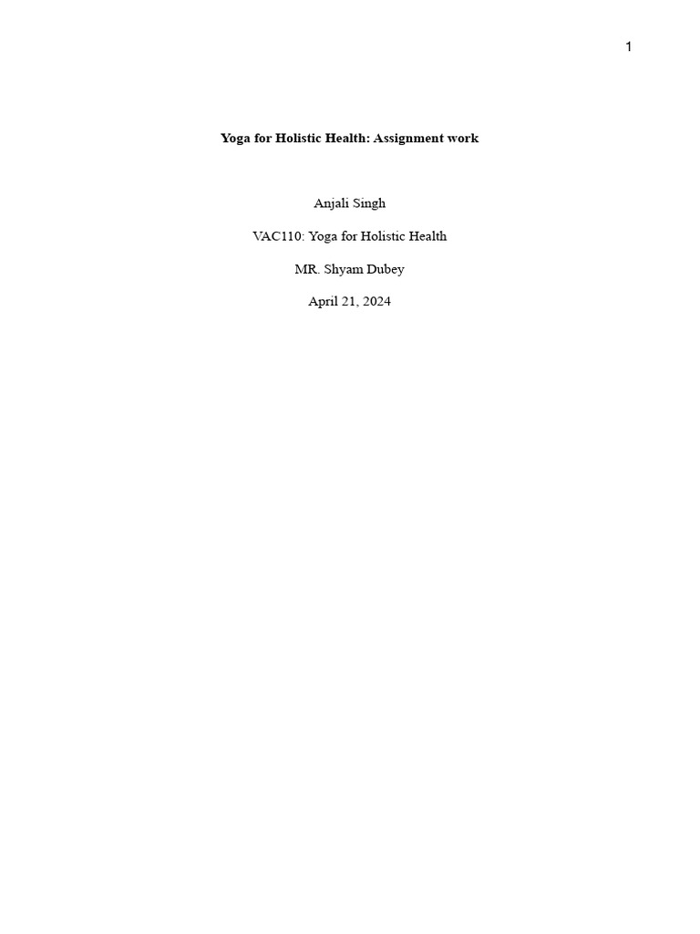 Yoga Assignment 2023594534 | PDF | Yoga | Asana