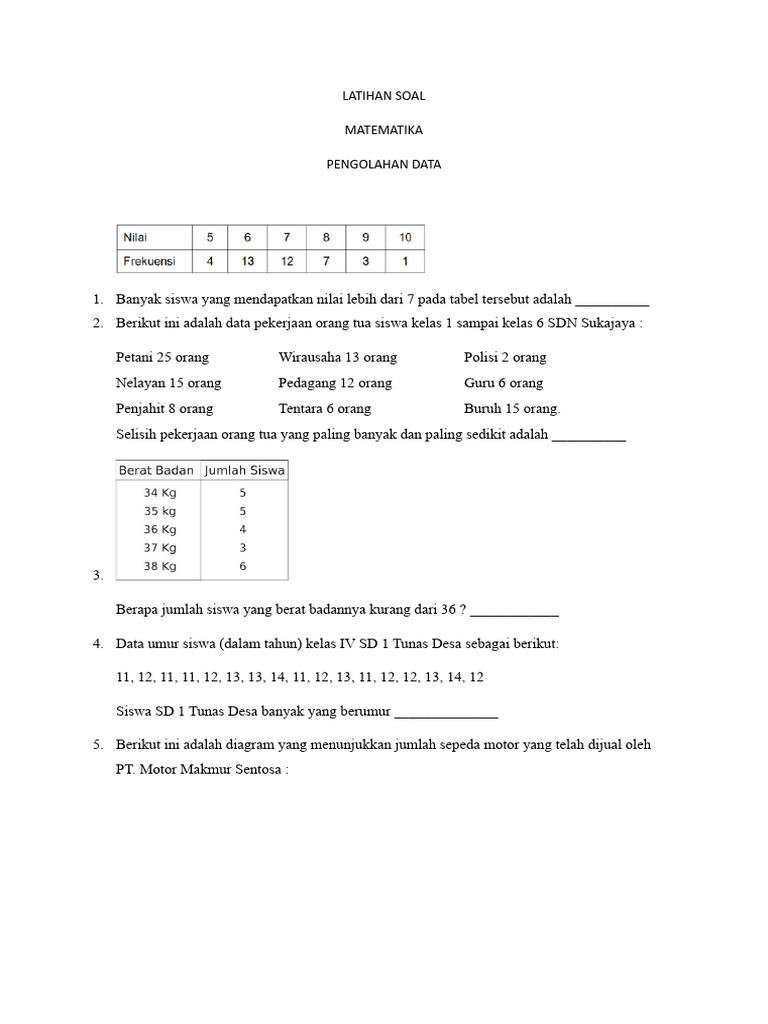 Latihan Soal Pengolahan Data Pdf