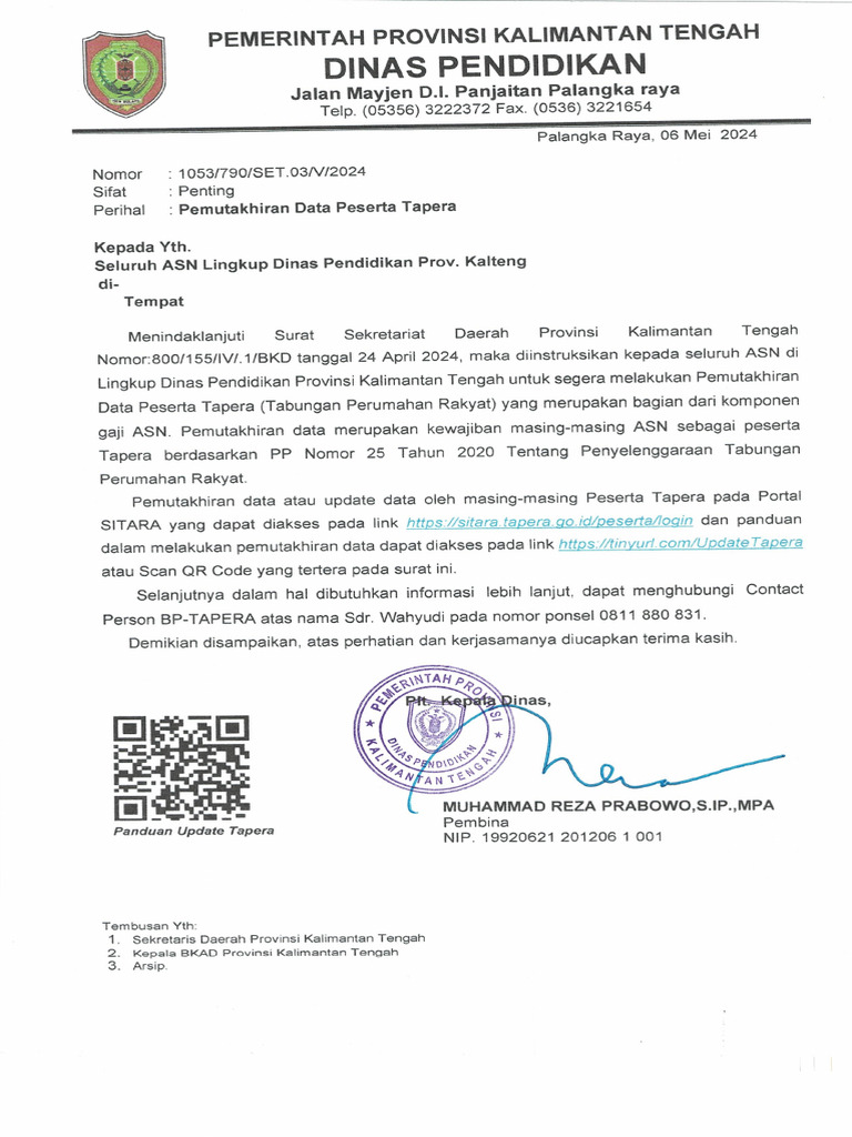 surat edaran tapera disdisk 2024 new | PDF