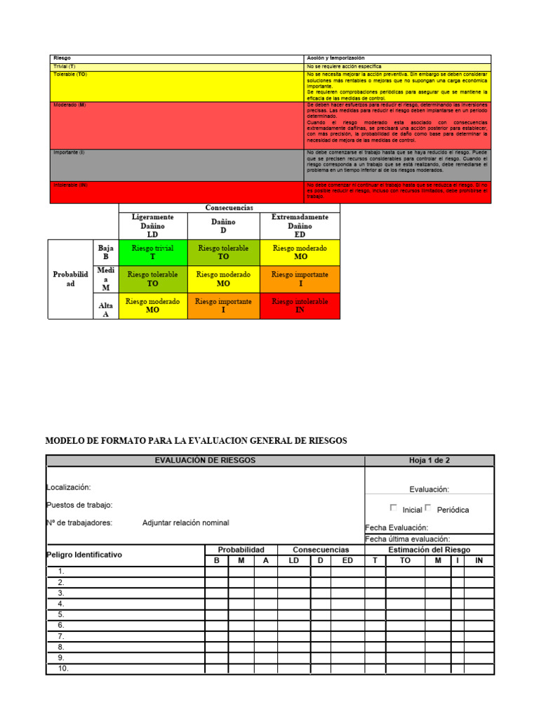 Plantilla Evaluación de Riesgos | PDF | Riesgo