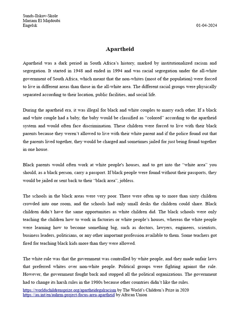 Understanding Apartheid in South Africa | PDF | Apartheid | Racial ...