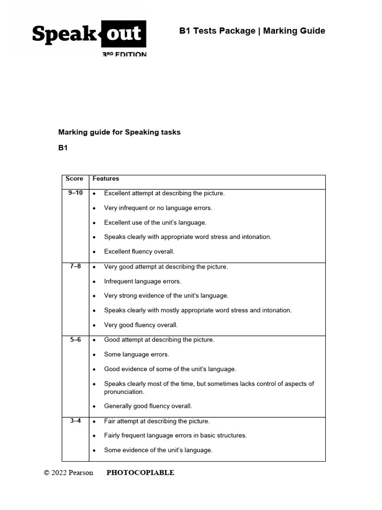 SO3 B1 Mark Scheme Speaking | PDF