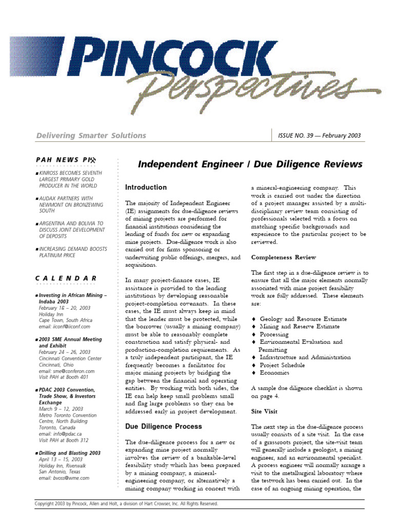 Due diligence checklist | PDF | Mining | Geotechnical Engineering