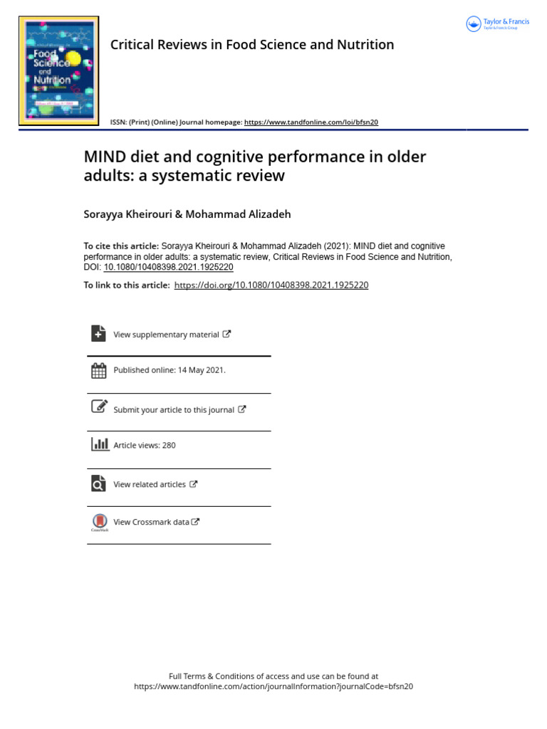 MIND Diet | PDF | Dementia | Systematic Review