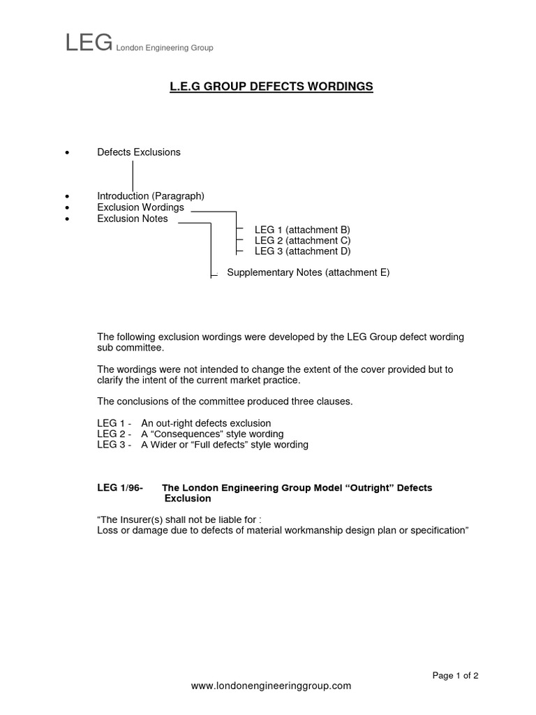 LEG Defects Exclusion Clauses | PDF | Insurance | Common Law