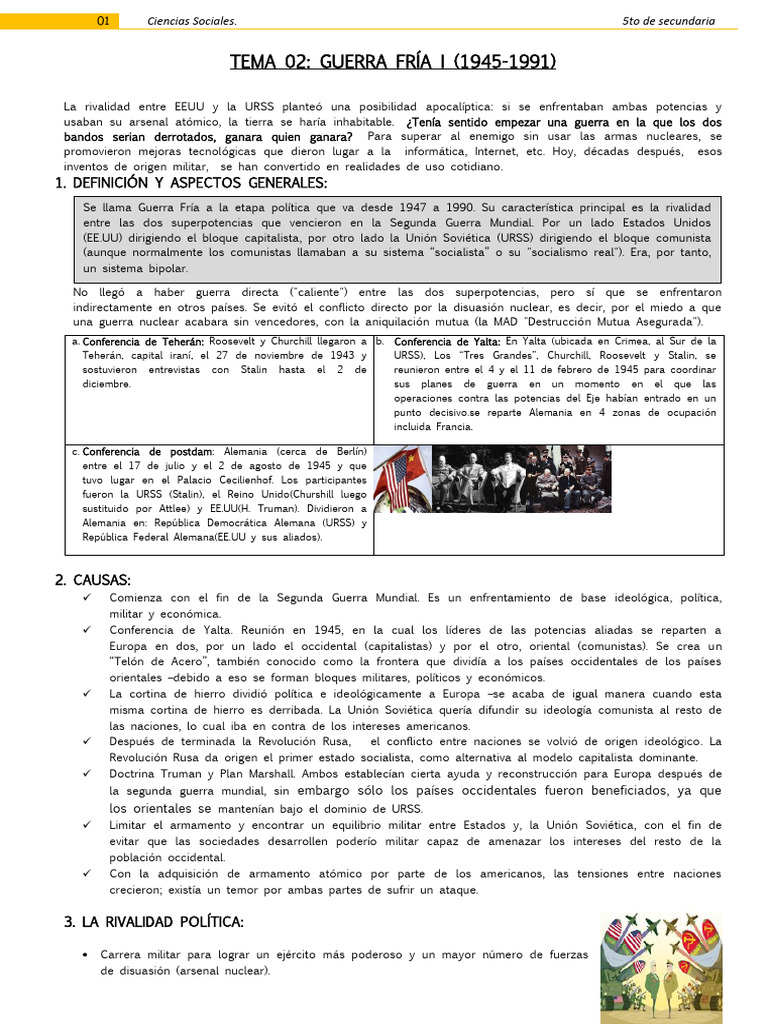 Tema 2 Guerra Fría | PDF | Cortina de Hierro | Guerra Fría