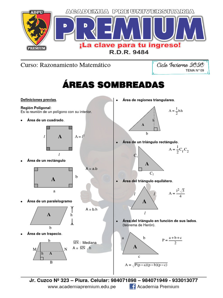 Tema 09 de Raz Matematico Areas Sombreadas | PDF | Triángulo | Formas ...