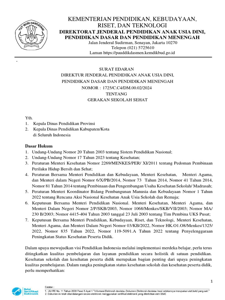 Surat Edaran GSS 2024 | PDF