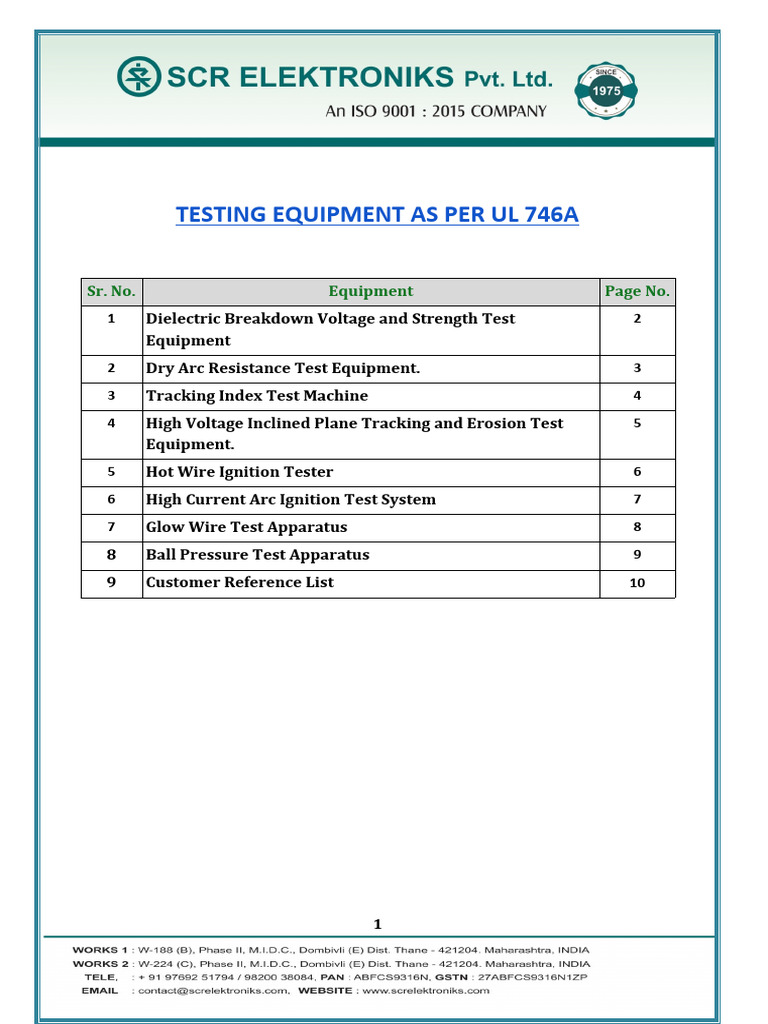 UL 746 Testing Equipment Overview | PDF | Electric Arc | Electrical ...