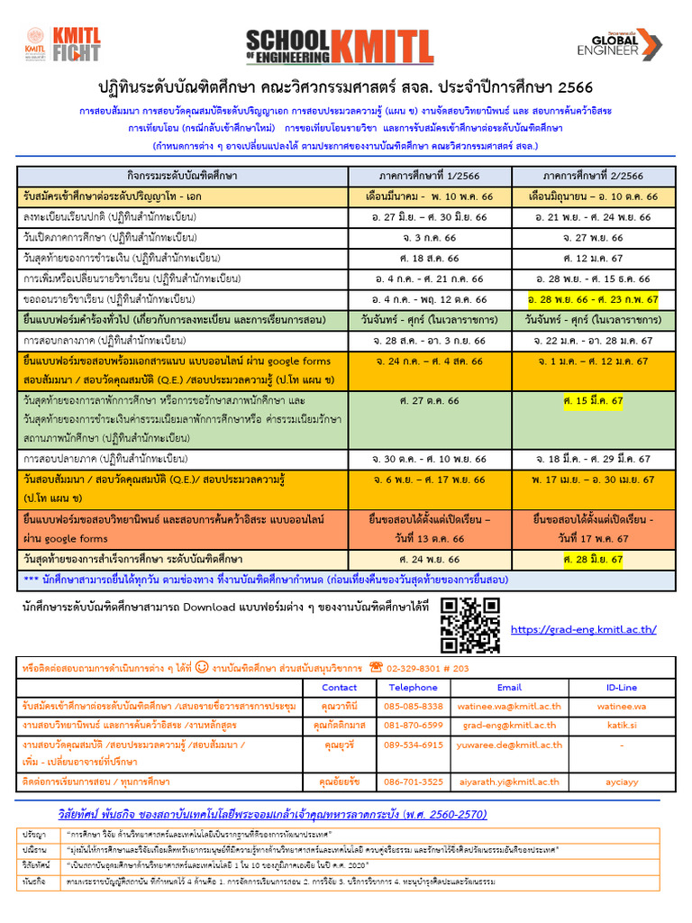 KMITL Calendar 2023-2024 | PDF