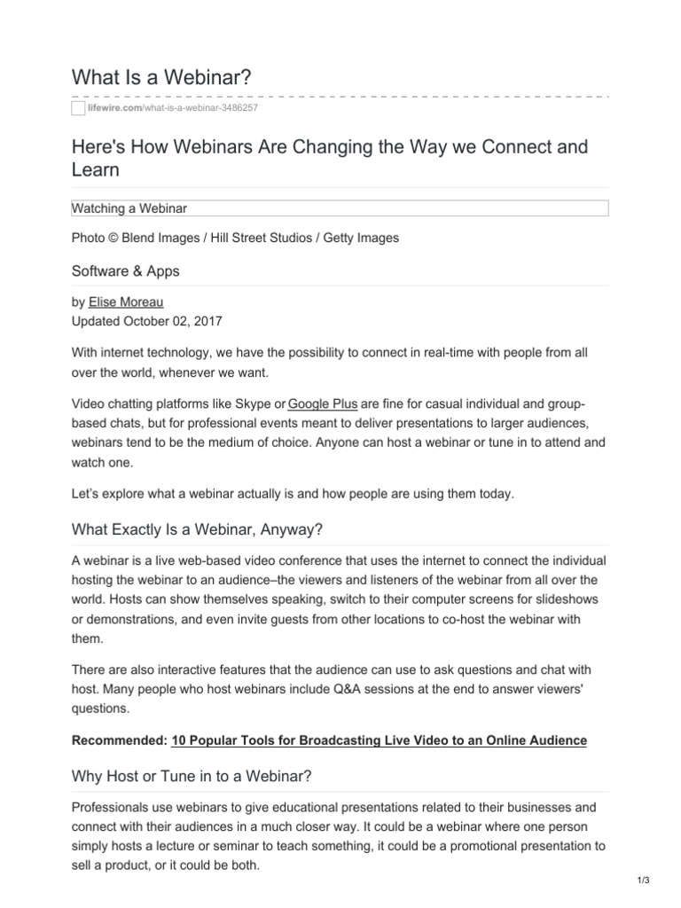Webinar | PDF | Web Conferencing | Computing