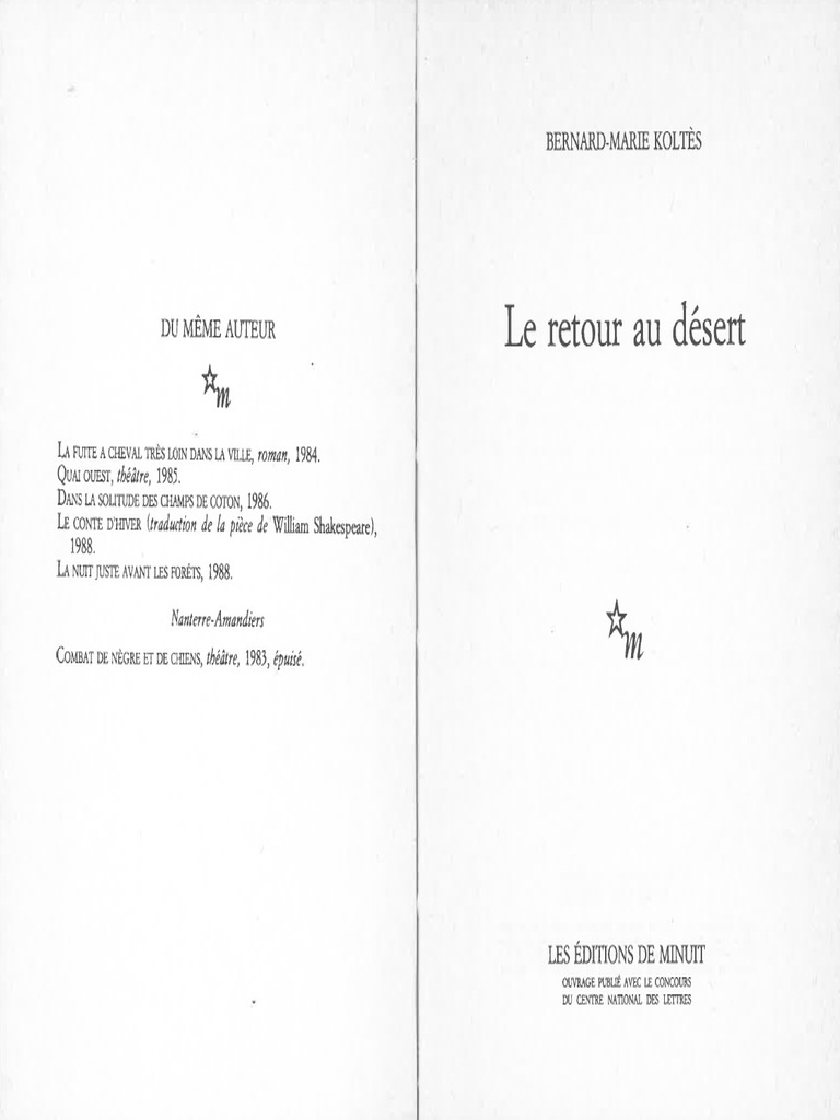 Extrait Koltes leretourAuDesert | PDF