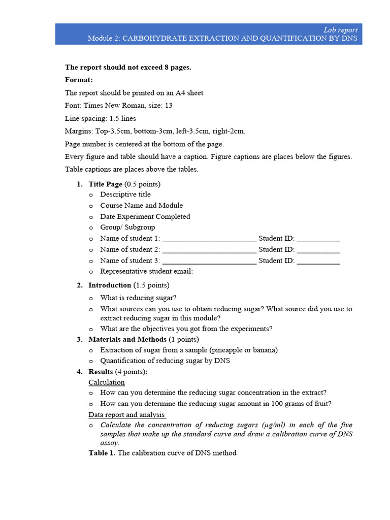 Report Template 1_Reducing Sugars | PDF | Carbohydrates