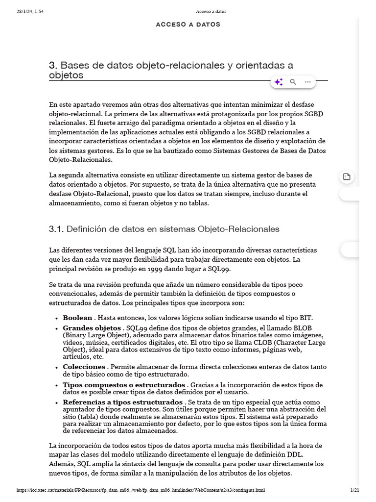 Bases de Datos Objeto-relacionales y Orientadas a Objetos | Descargar gratis PDF | Bases de ...