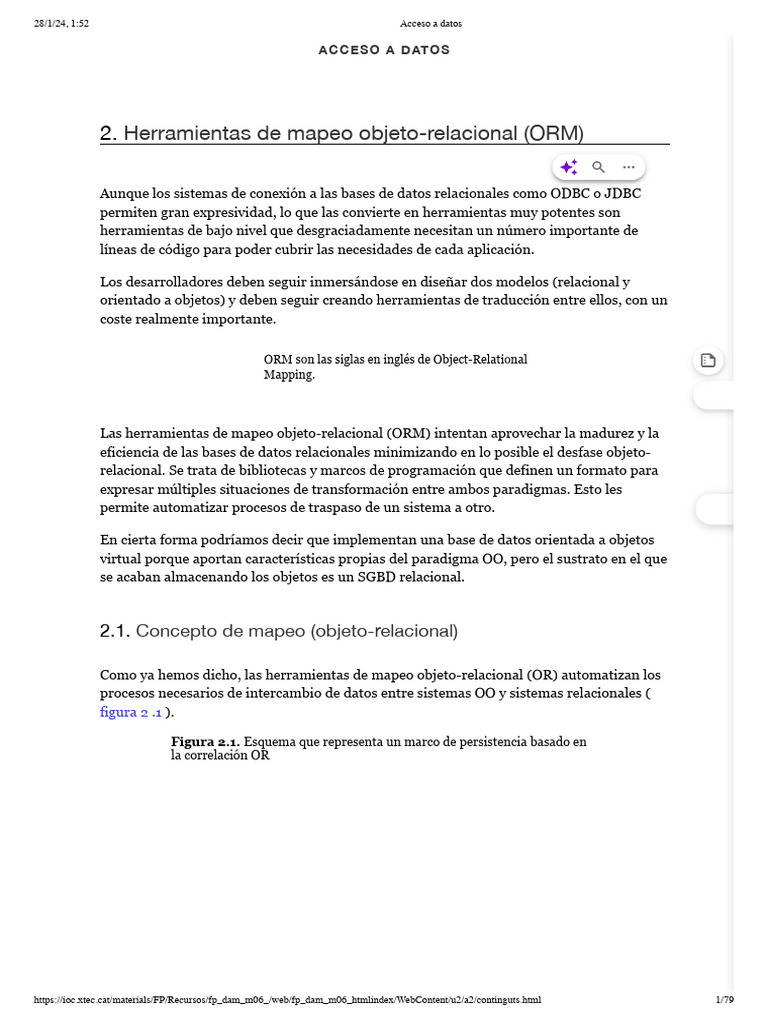 Herramientas de Mapeo Objeto-Relacional (ORM) | PDF