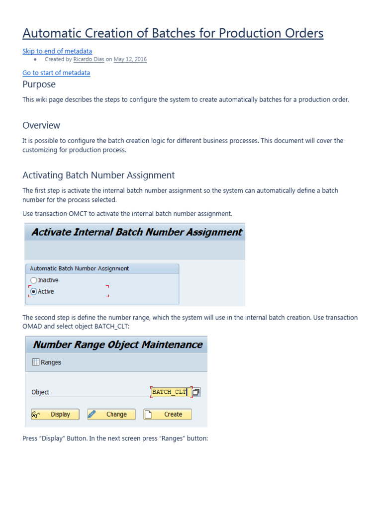 Auto Batch Creation for Production Orders | PDF | Statistical ...
