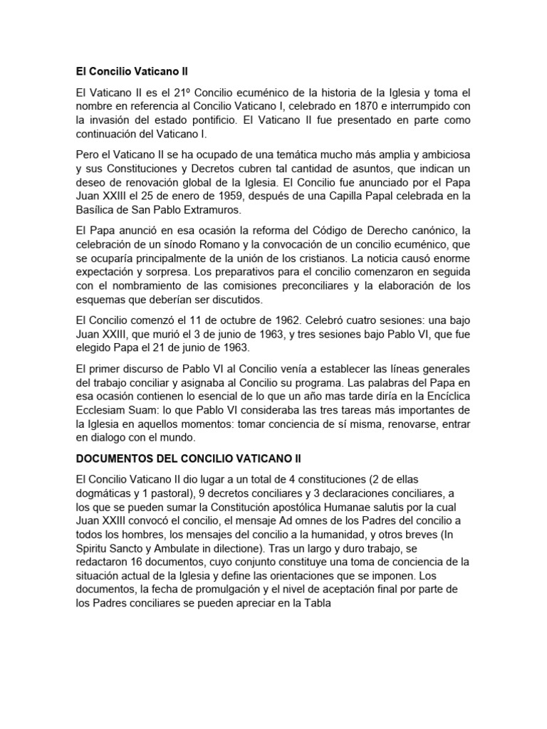 Documentos El Concilio Vaticano II | PDF | Concilio Vaticano II | Iglesia Católica