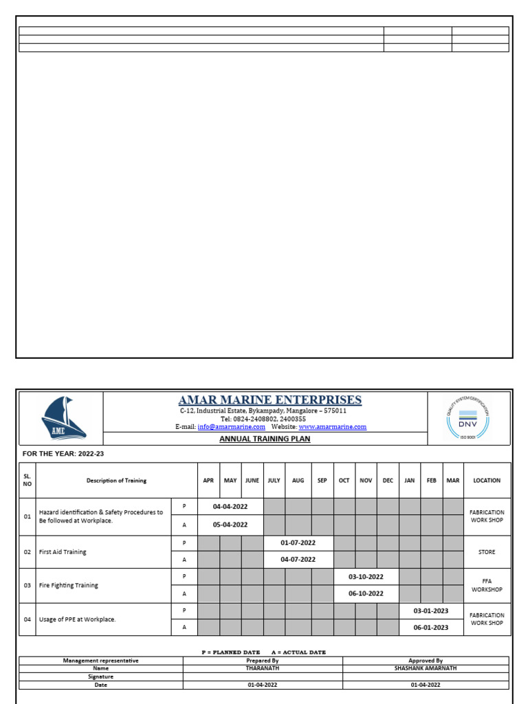 Annual Training Plan 2023 | Download Free PDF | Safety | Occupational ...