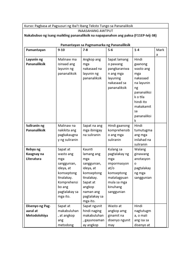 Pananaliksik FILIPINO 2 1 | PDF