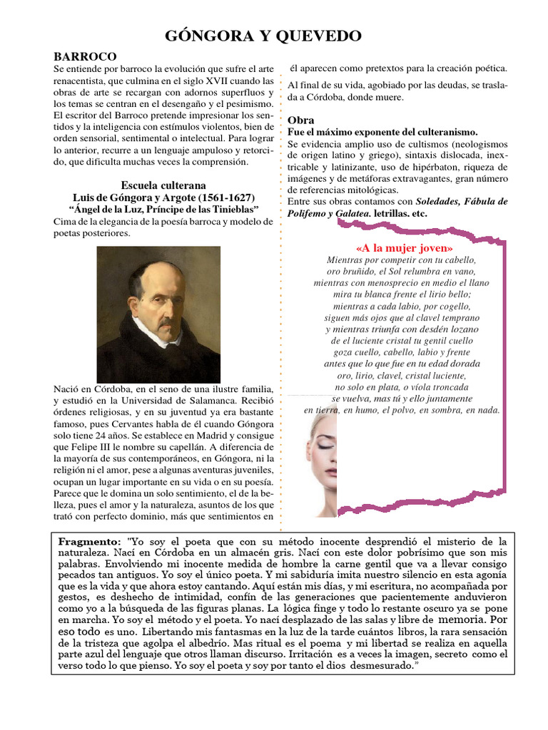 Góngora y Quevedo: Rivalidad Barroca | PDF