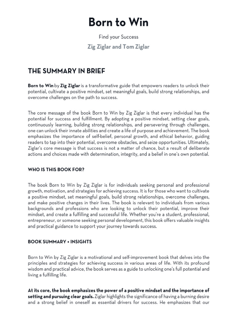 Born To Win - Book Summary | PDF