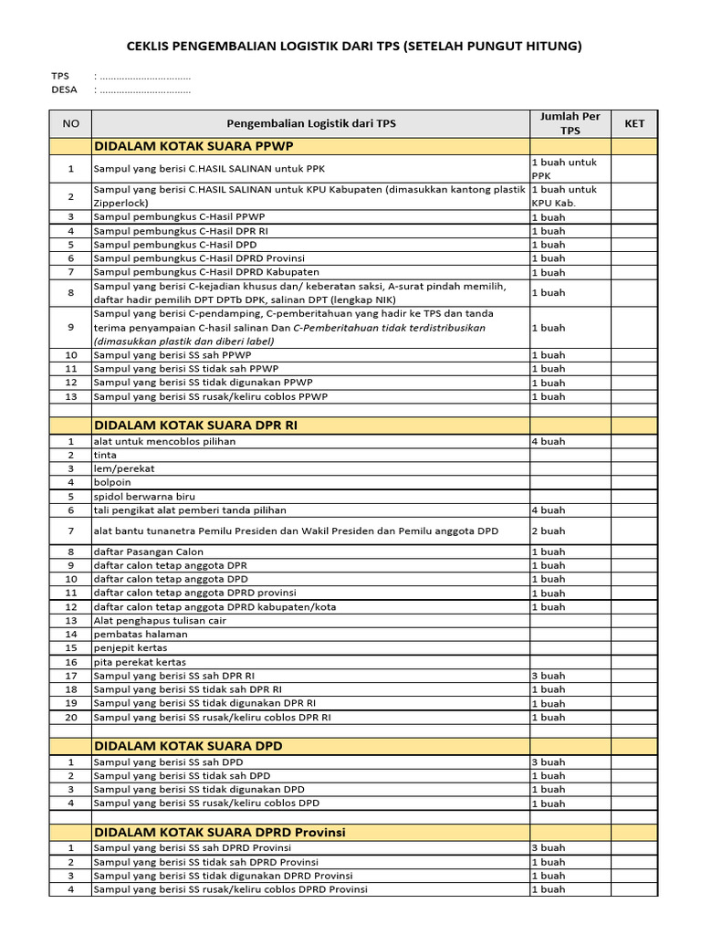 Logistik Setelah Pungut Hitung Oke | PDF
