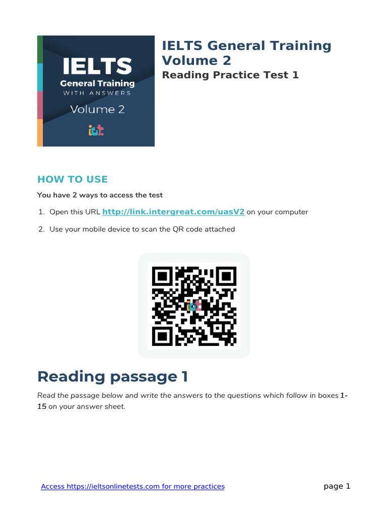 IELTS General Training Reading Test 2 | PDF | Language Development ...