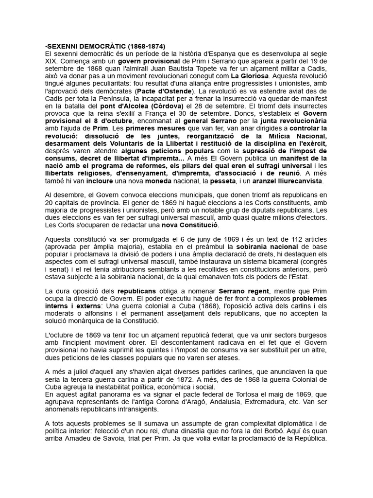 Sexenio Democratico | PDF