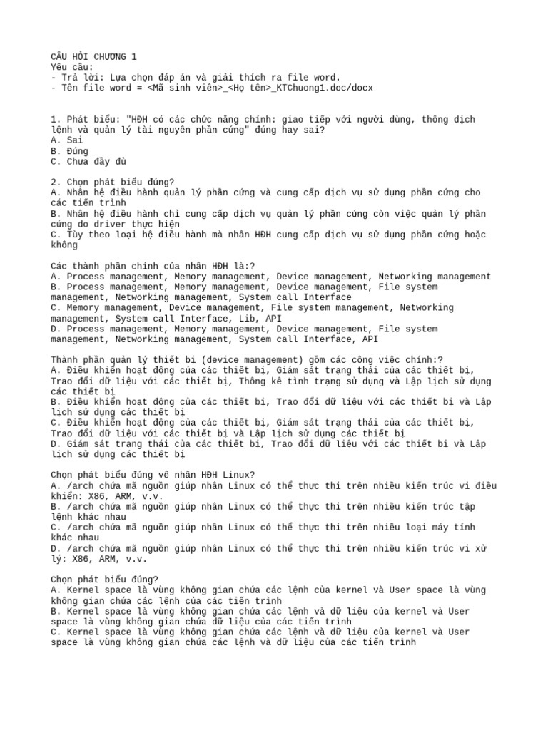 Chuong1 CauHoiLyThuyet | PDF
