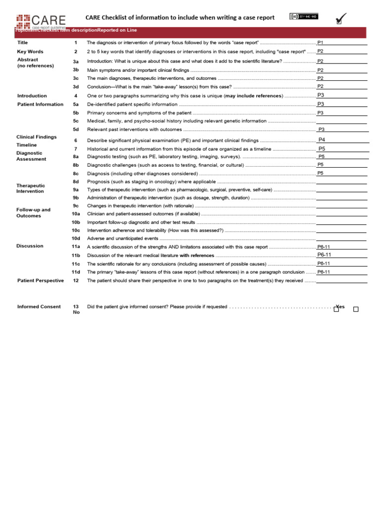 CARE Checklist English 2013 PDF | Download Free PDF | Medical Diagnosis ...