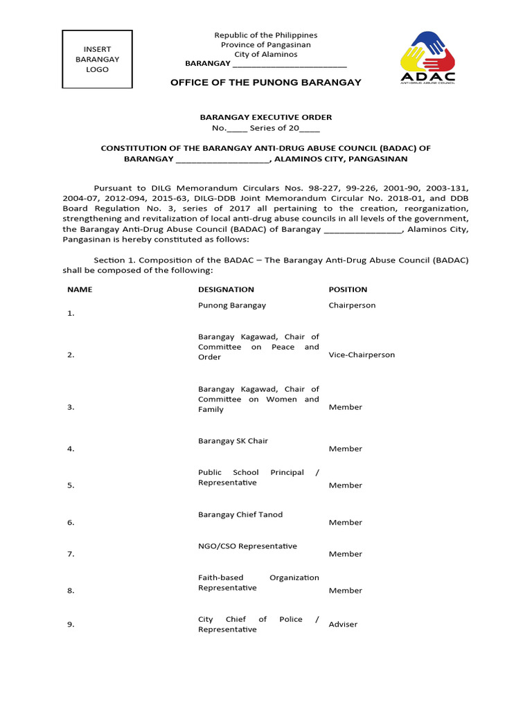 BADAC-Executive-Order (1) | PDF | Government | Justice