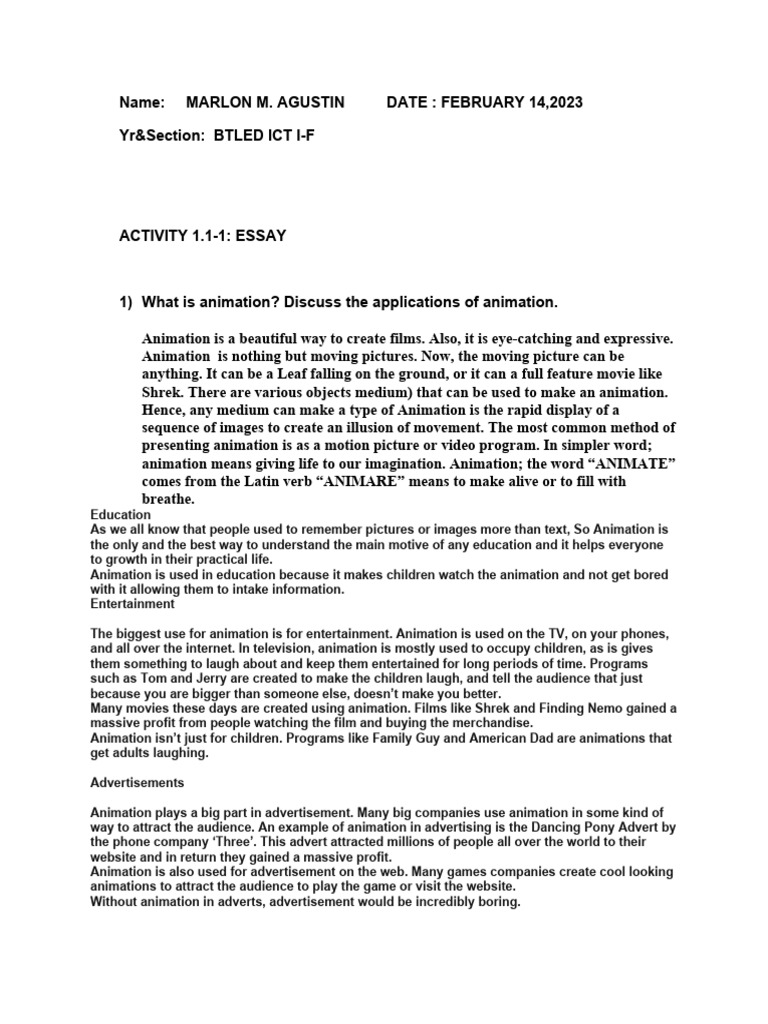 Ict 5 Animation App | PDF | Animation | Computer Generated Imagery